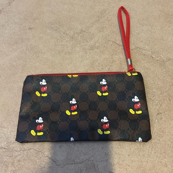 Disney | Bags | Disney Mickey Mouse Checkered Wristlet With Red Strap ...